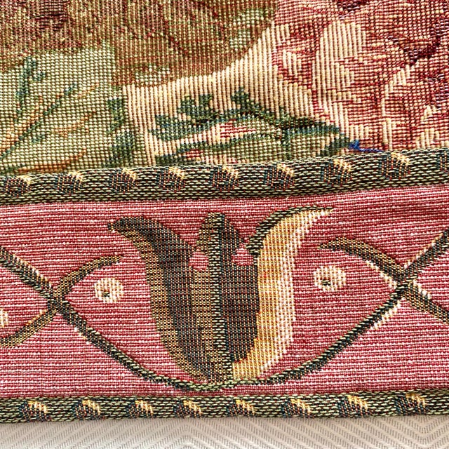 Vintage Renaissance Woven Art Floral Tapestry Table Runner | Chairish