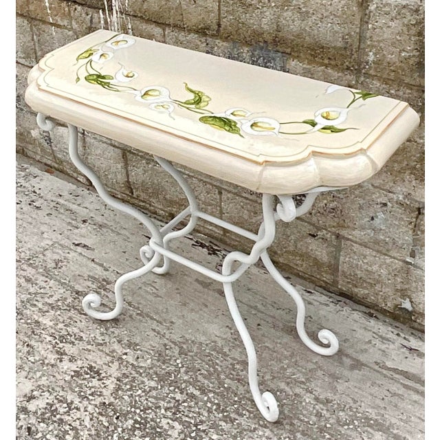 Vintage Coastal Glazed Ceramic Lemon Console Table | Chairish