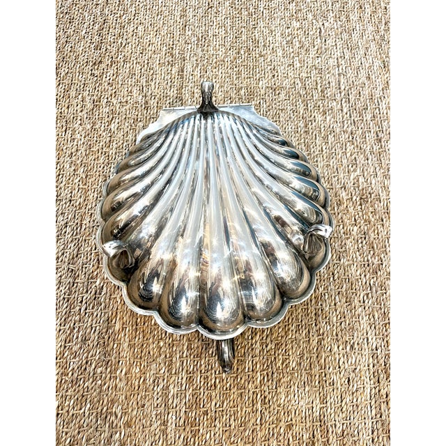 Large Size Vintage Hollywood Regency Style Silver Plate Shell Double ...