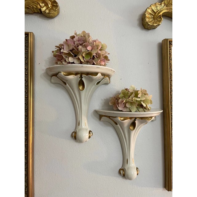 Mid 20th Century Italian Style Decorative Ceramic Wall Bracket Shelves ...