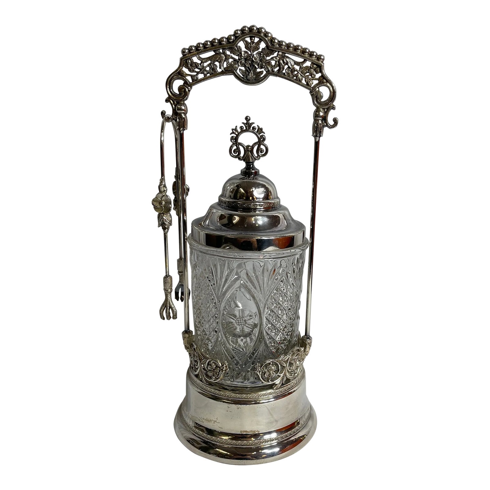 Antique Cut Glass and Silver Plated Pickle Castors | Chairish