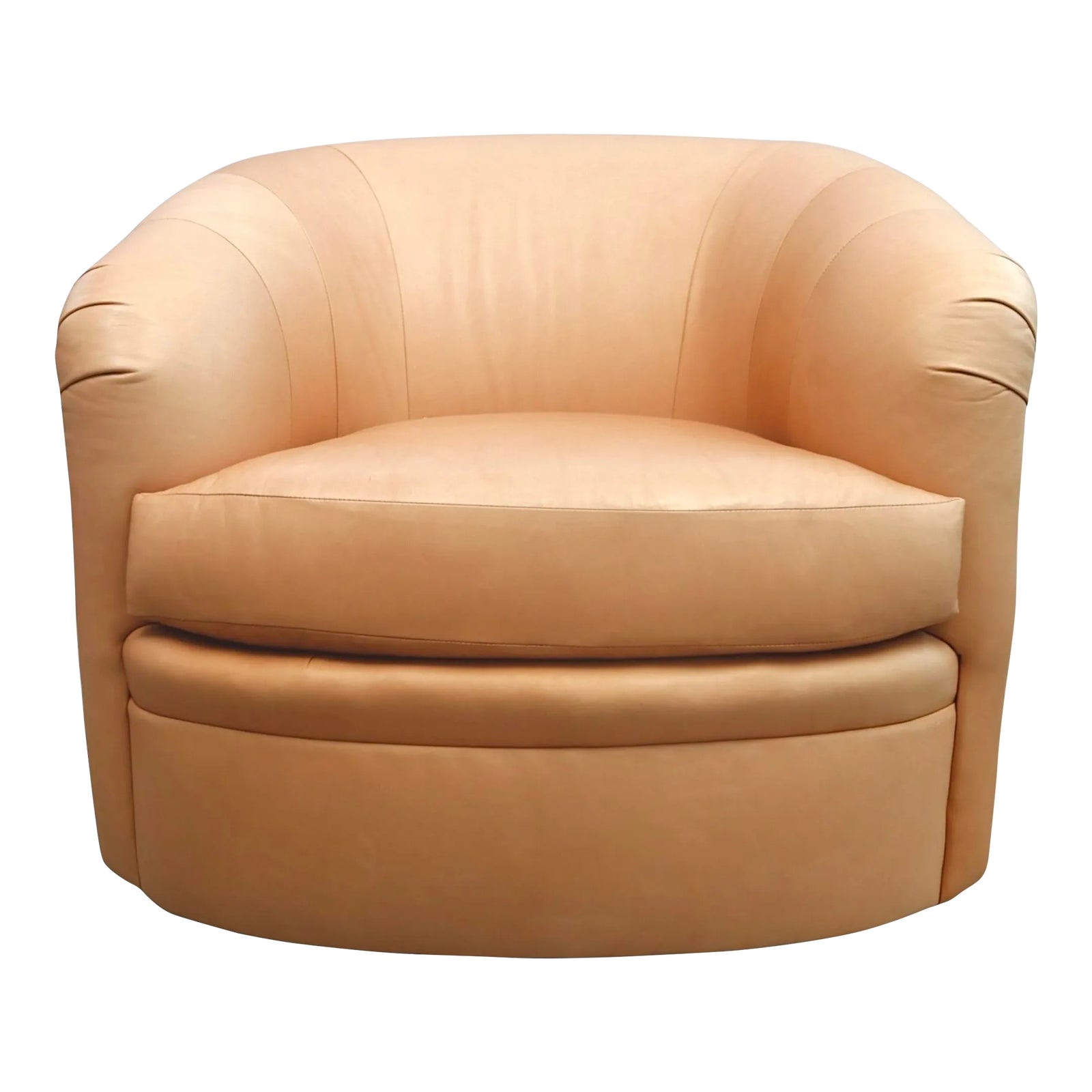 Swaim Leather Swivel Chair | Chairish