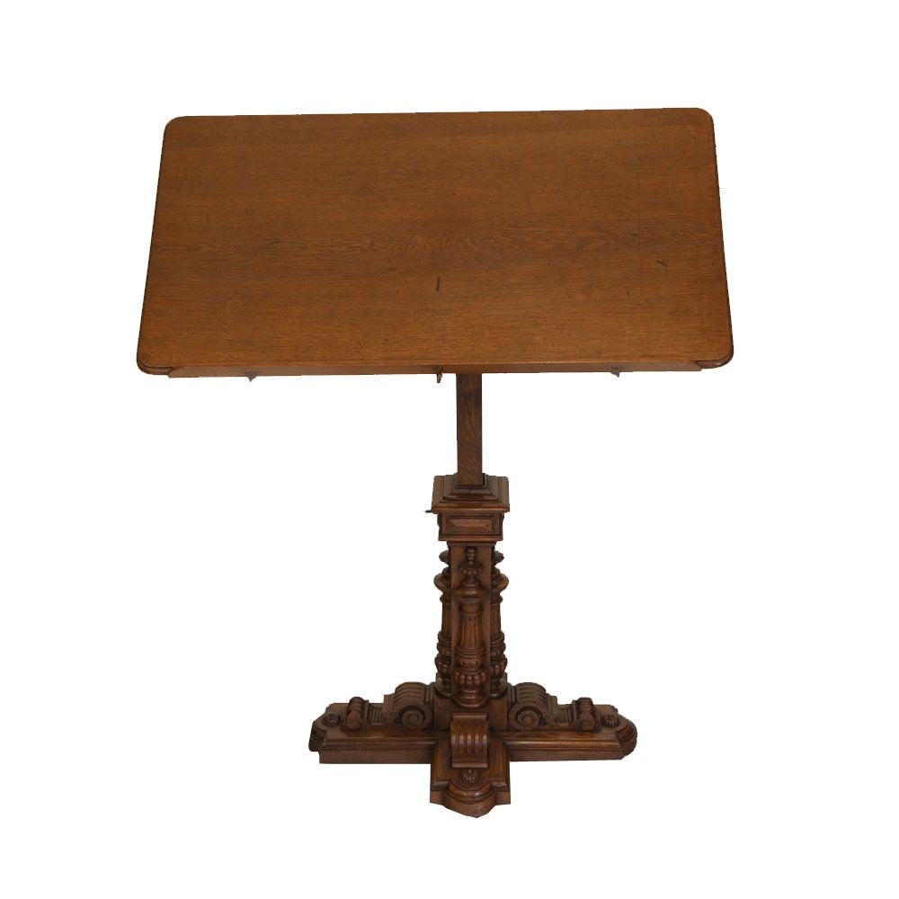 Antique French Ecclesiastical Gothic Adjustable Oak Reading Table ...