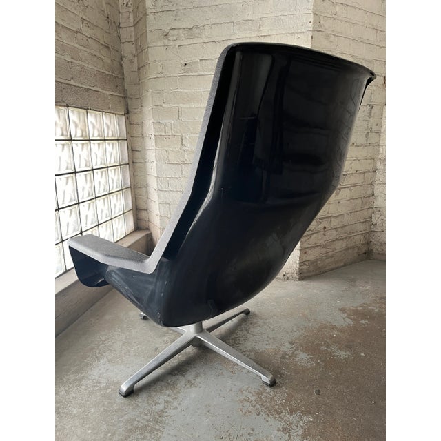 1970s Black Swivel "Evil Villain" Chair Attributed to Overman | Chairish