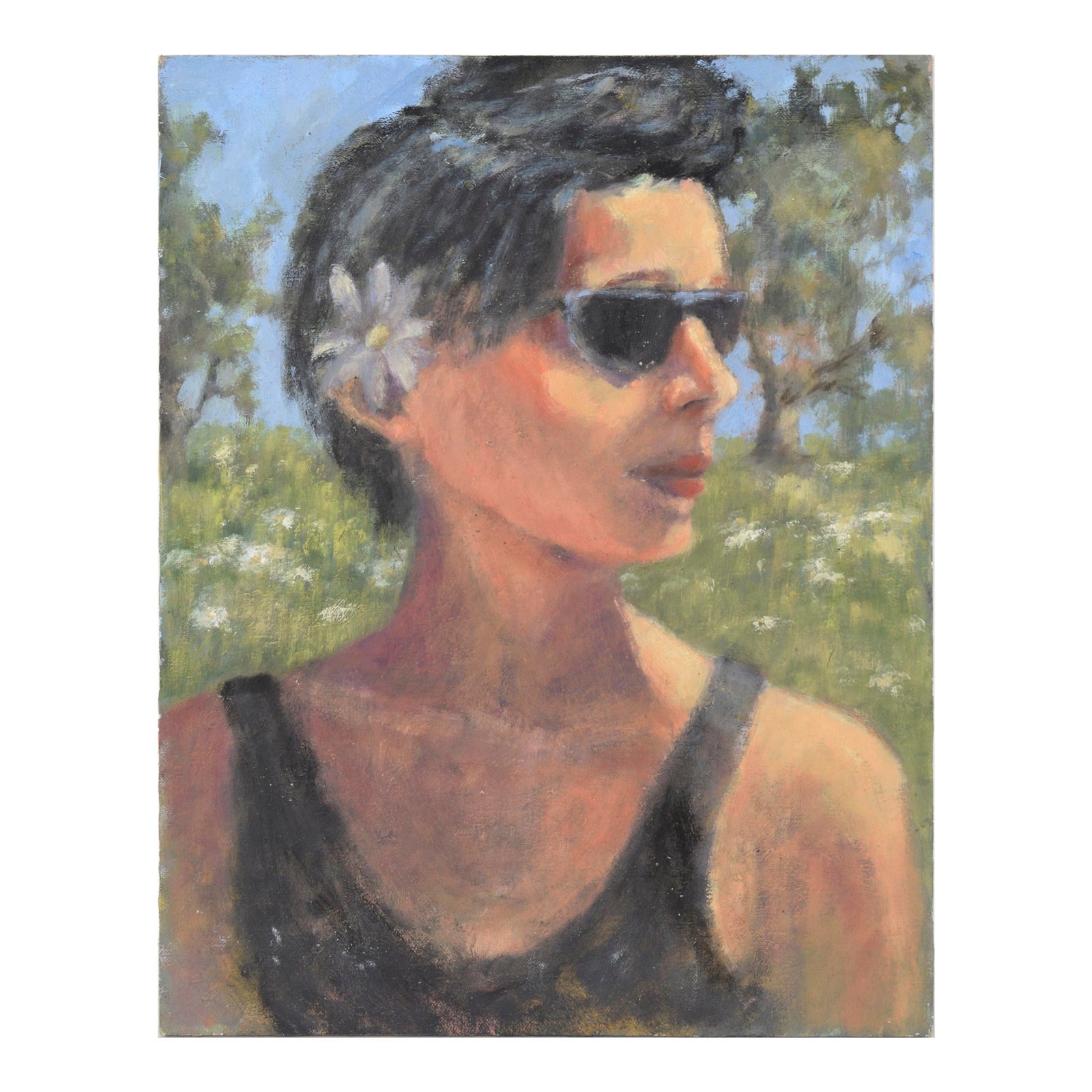 Portrait of a California Woman With Sunglasses in Acrylic on Masonite ...