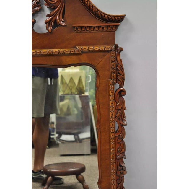 Vintage Chippendale Style Shell Carved Mahogany Broken Arch Wall Mirror ...