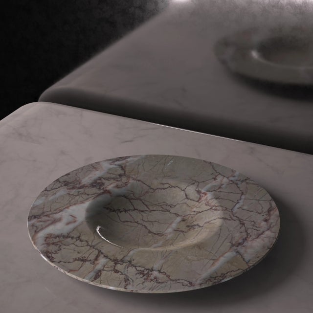 “Ahonora” Marble Platter in Gray and Purple Marble | Chairish