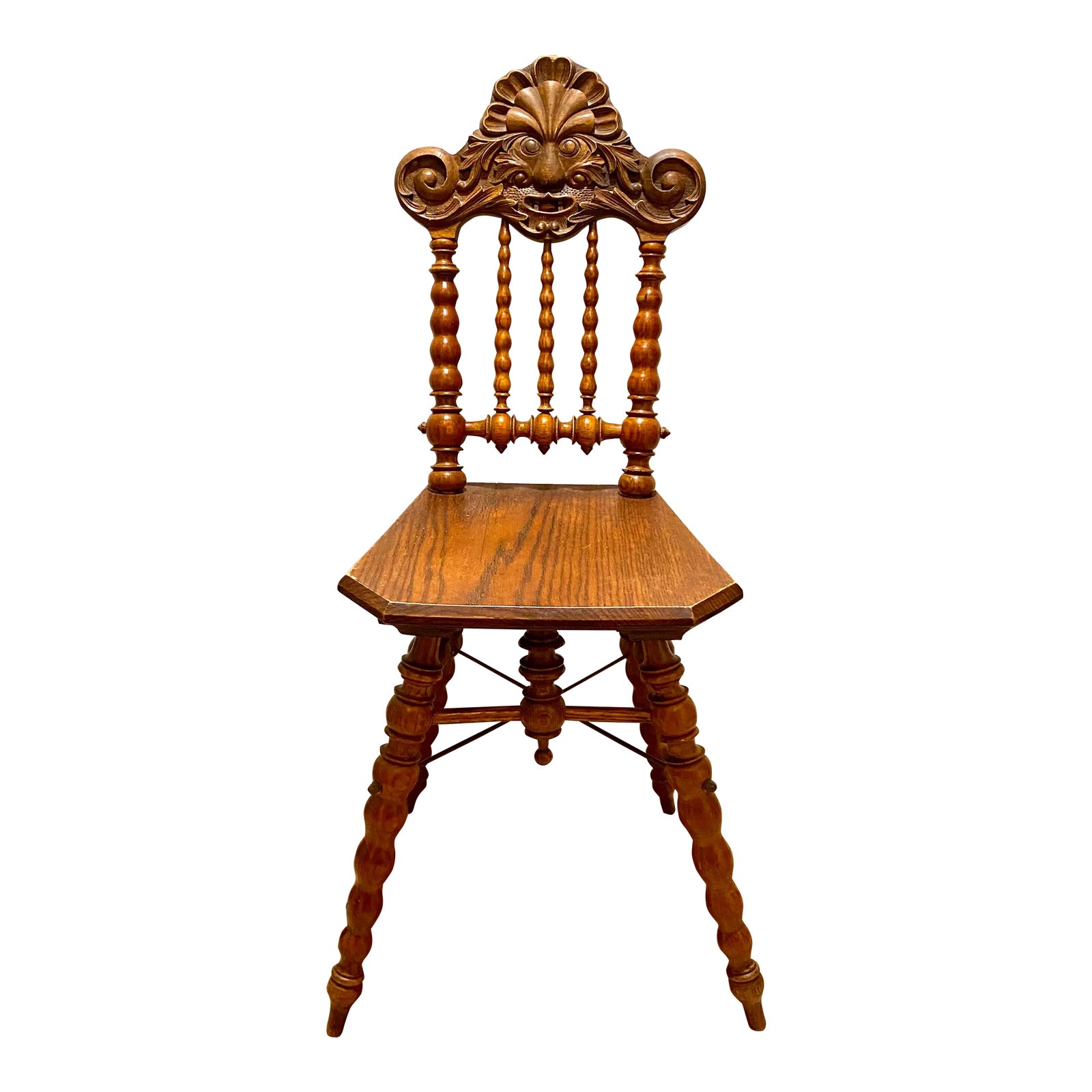 Late 19th Century Black Forest Hand Carved North Wind Chair | Chairish