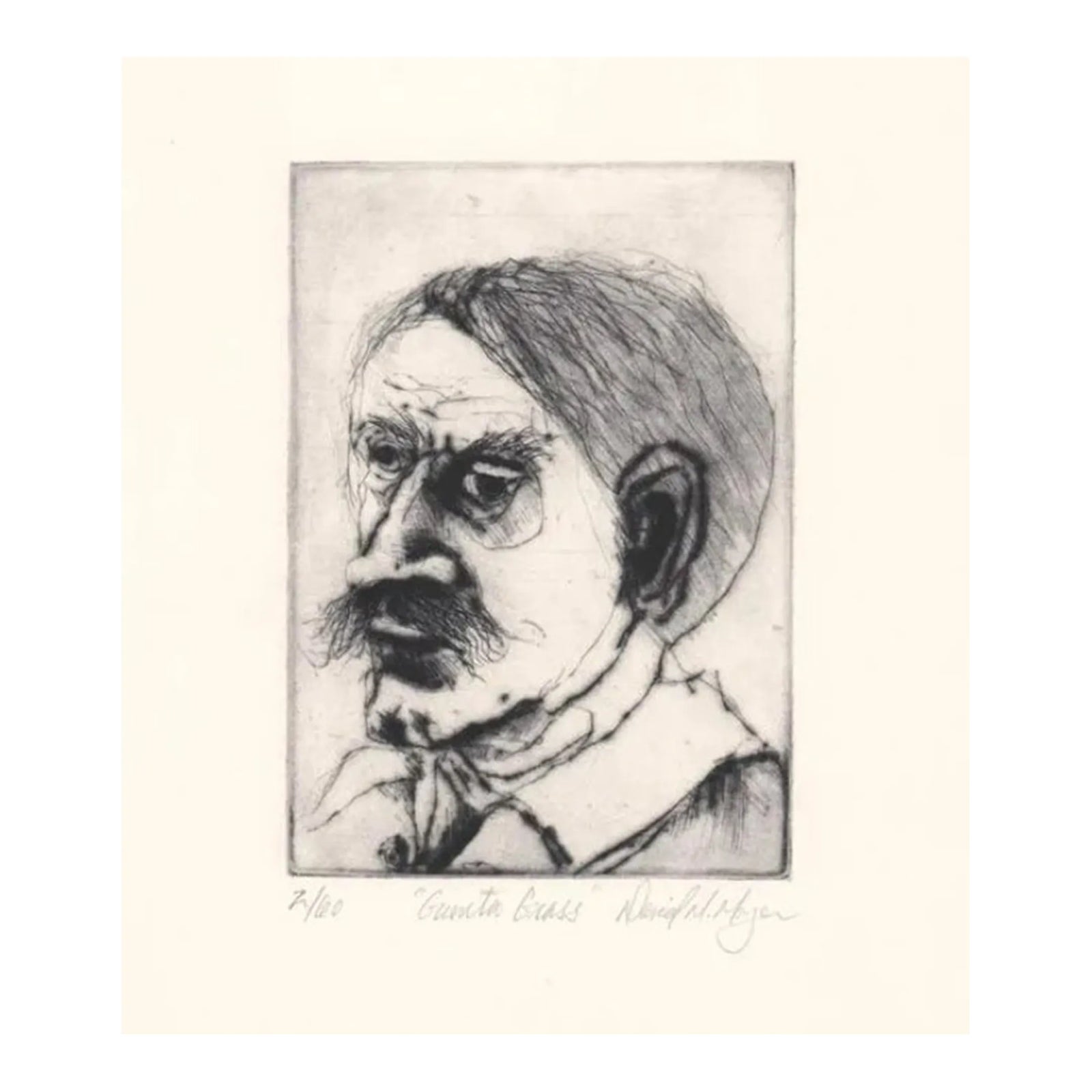 David Moyer Portrait Etching | Chairish