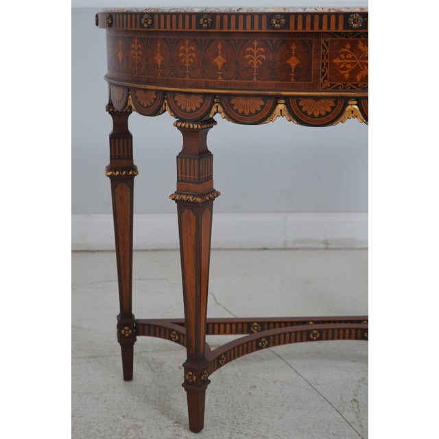 Antique Russian Empire Marble Top Inlaid Console Table | Chairish