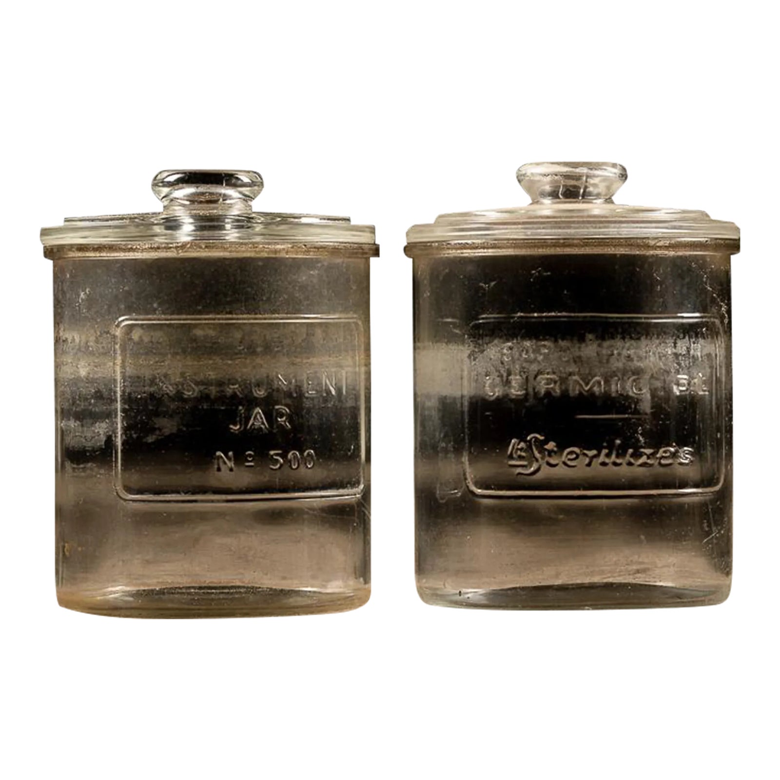 Vintage Barbershop Instrument Jars - Set of 2 | Chairish
