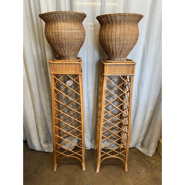 Bamboo Plant Stand, Pair | Chairish