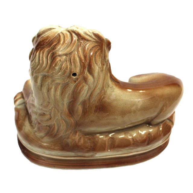 Mid-Late 19th Century Pair of Bo'ness Staffordshire Lions | Chairish