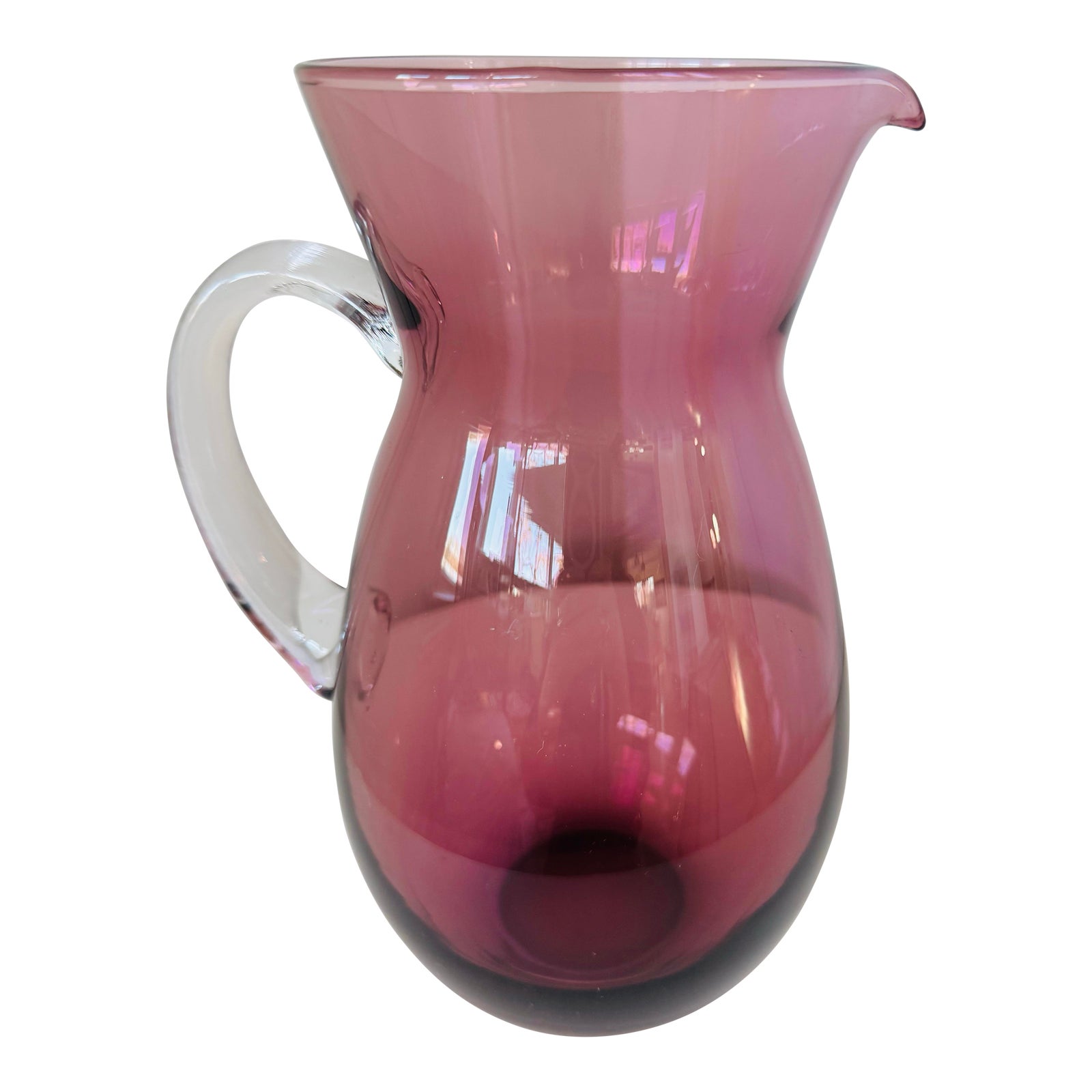 Mid-Century Modern Amethyst Glass Pitcher | Chairish