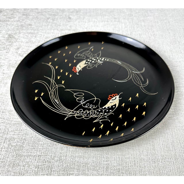 Mid Century Era Japanese Hand Painted Lacquer Serving Tray With Bird ...