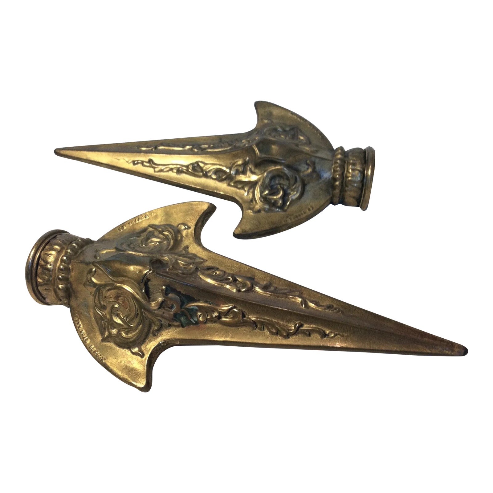 Pair of Pointed Brass Drapery Finials | Chairish