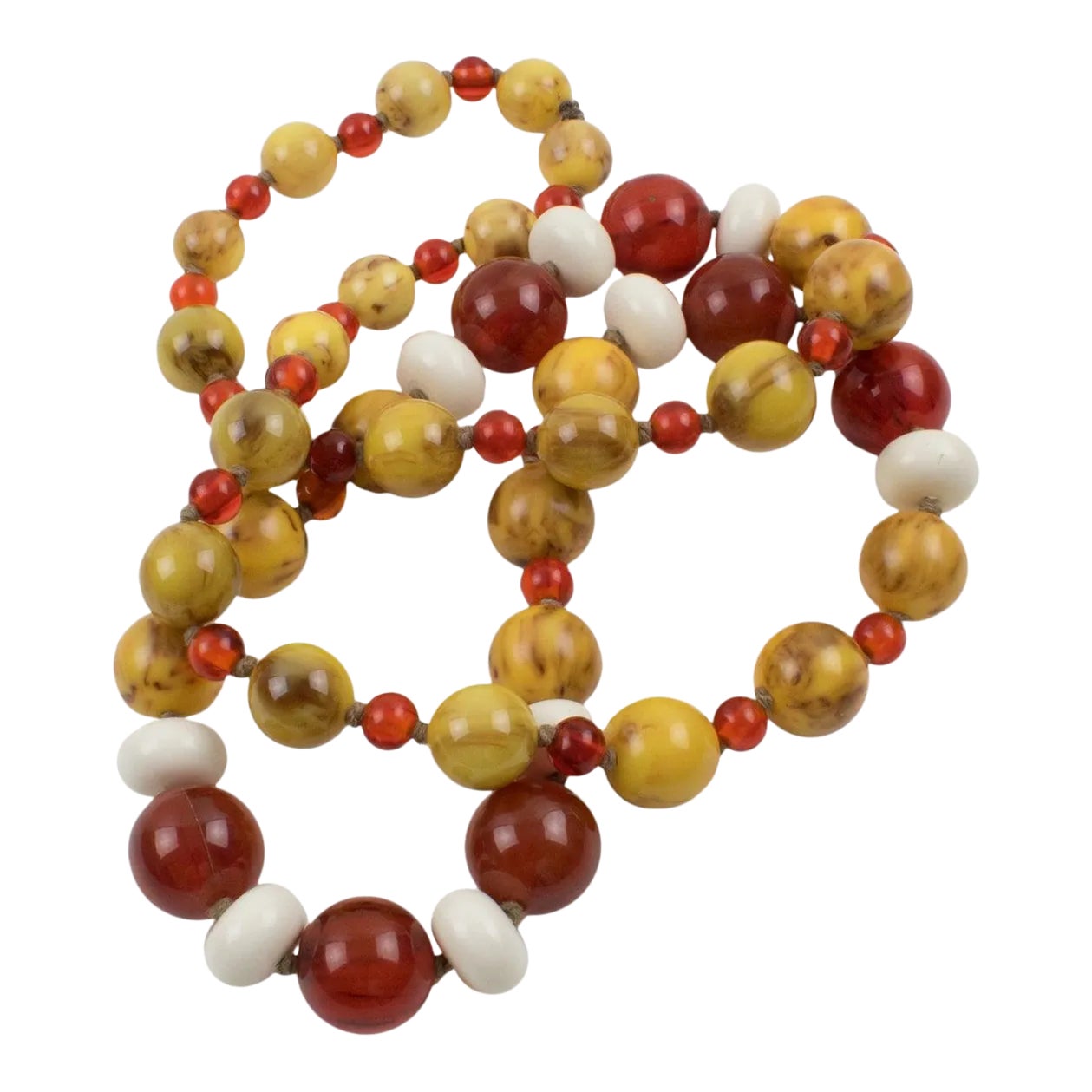 1980s Bakelite and Lucite Extra Long Necklace Assorted Fall Colors ...
