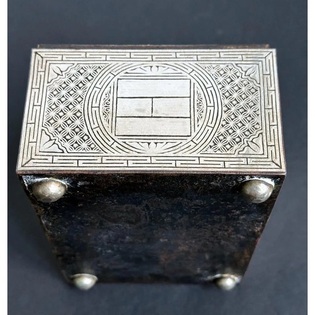 Fine Korean Box with Tray Iron with Silver Inlay Joseon Dynasty | Chairish