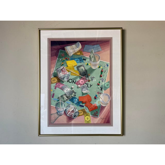 1980's Patrick Clark Realistic Monopoly Watercolor Painting, Framed ...