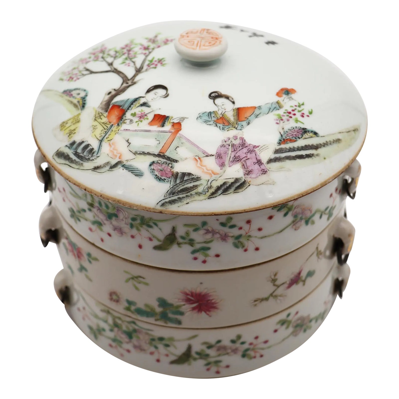 Chinese Famille Rose Porcelain Stacking Box, Late Qing Period | Chairish