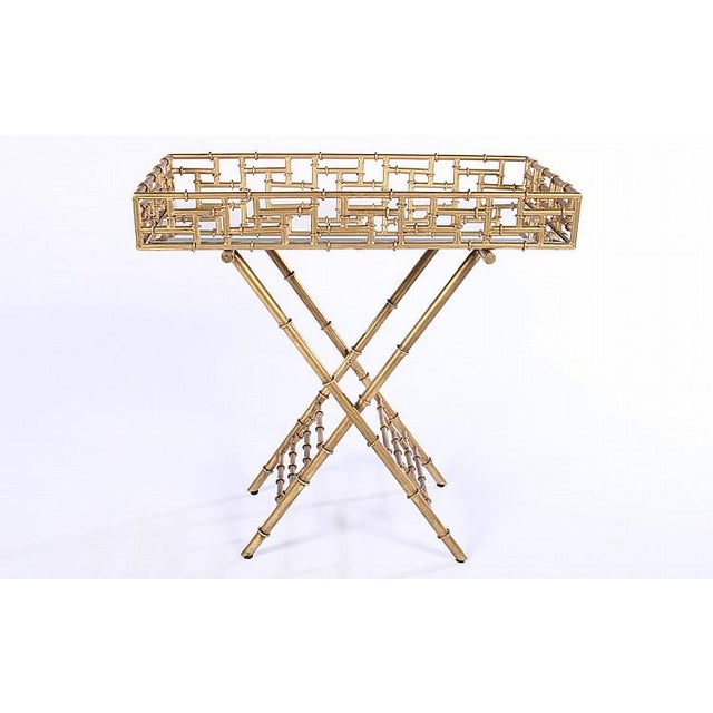 Gilt Metal Bamboo Style Bar Tray Table | Chairish