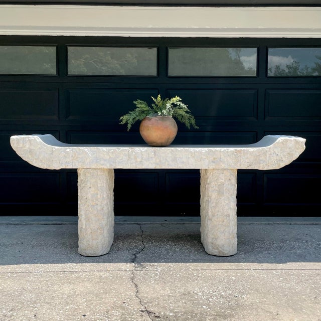 1980s Monumental Maitland Smith Mactan Stone Console Table | Chairish