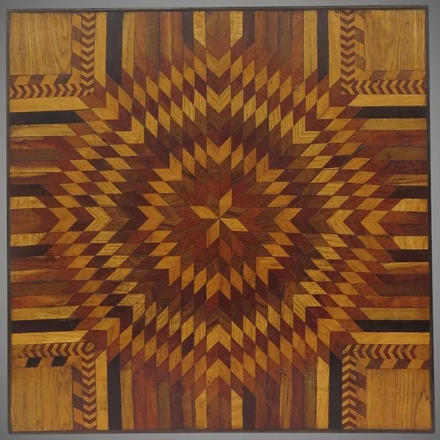 Vintage Game Table Top With Geometric Marquetry Now as Wall Hanging Art ...