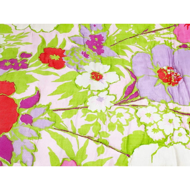 Vintage Ultra Mid Century Large Kodel Polyester Floral Bedspread | Chairish