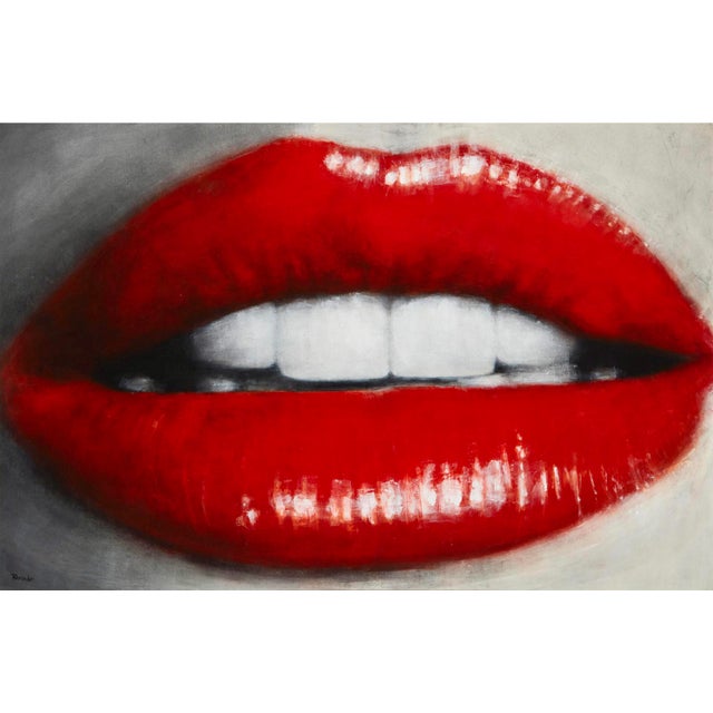 Elise Remender - Lips With Red Lipstick- Oil Painting | Chairish