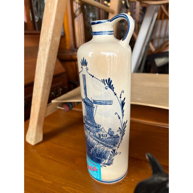 1970’s Blue Delft Bols Windmill Decanter Liquor Bottle | Chairish