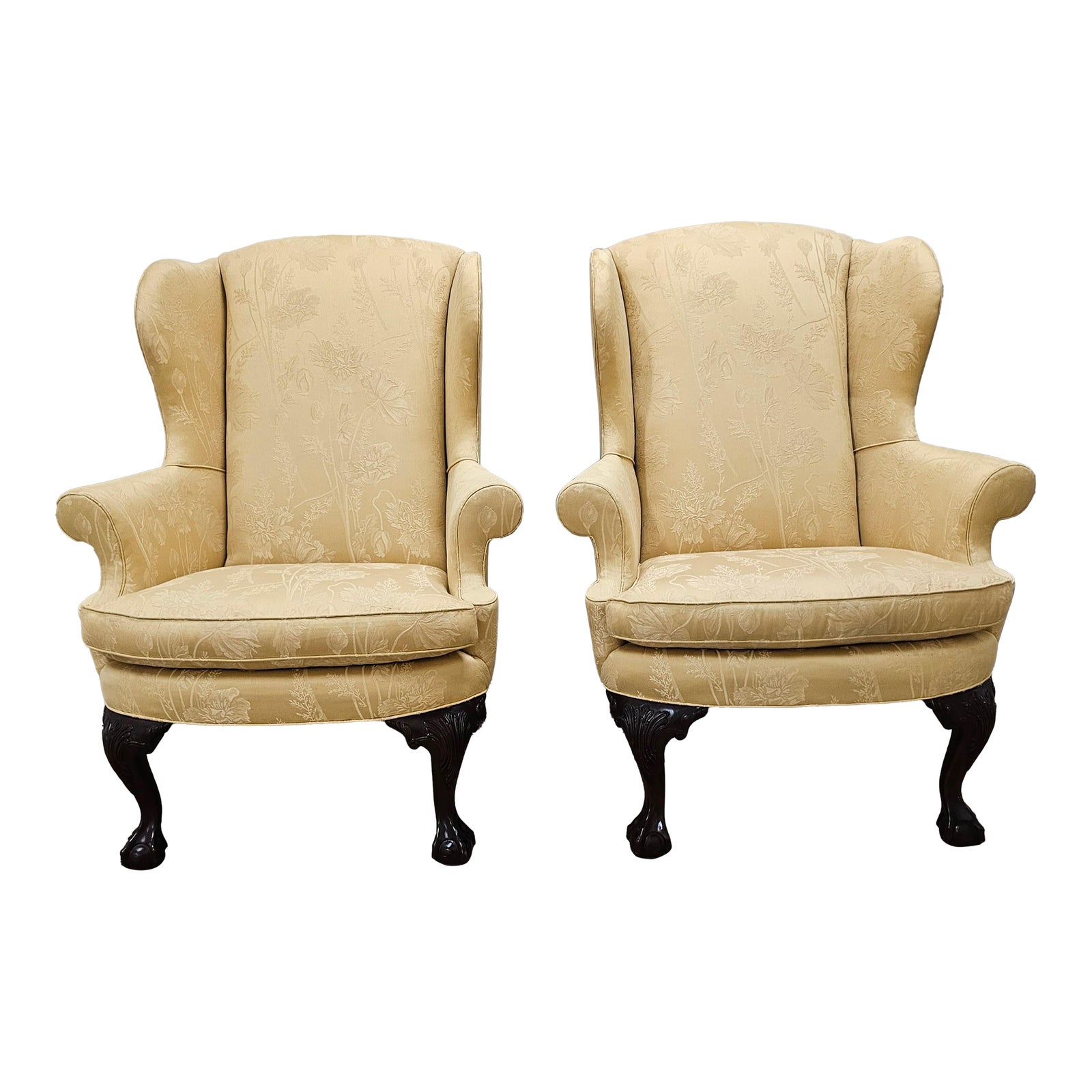 Pair of Colonial Williamsburg Wingback Chairs by Stickley | Chairish