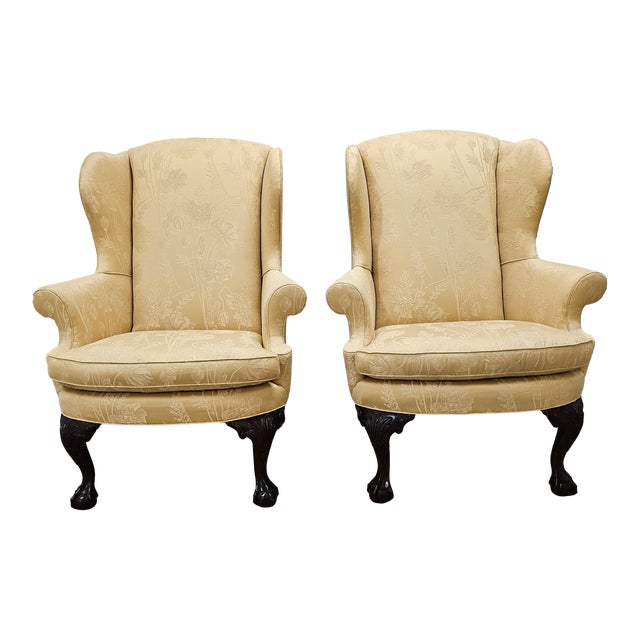 Pair of Colonial Williamsburg Wingback Chairs by Stickley | Chairish