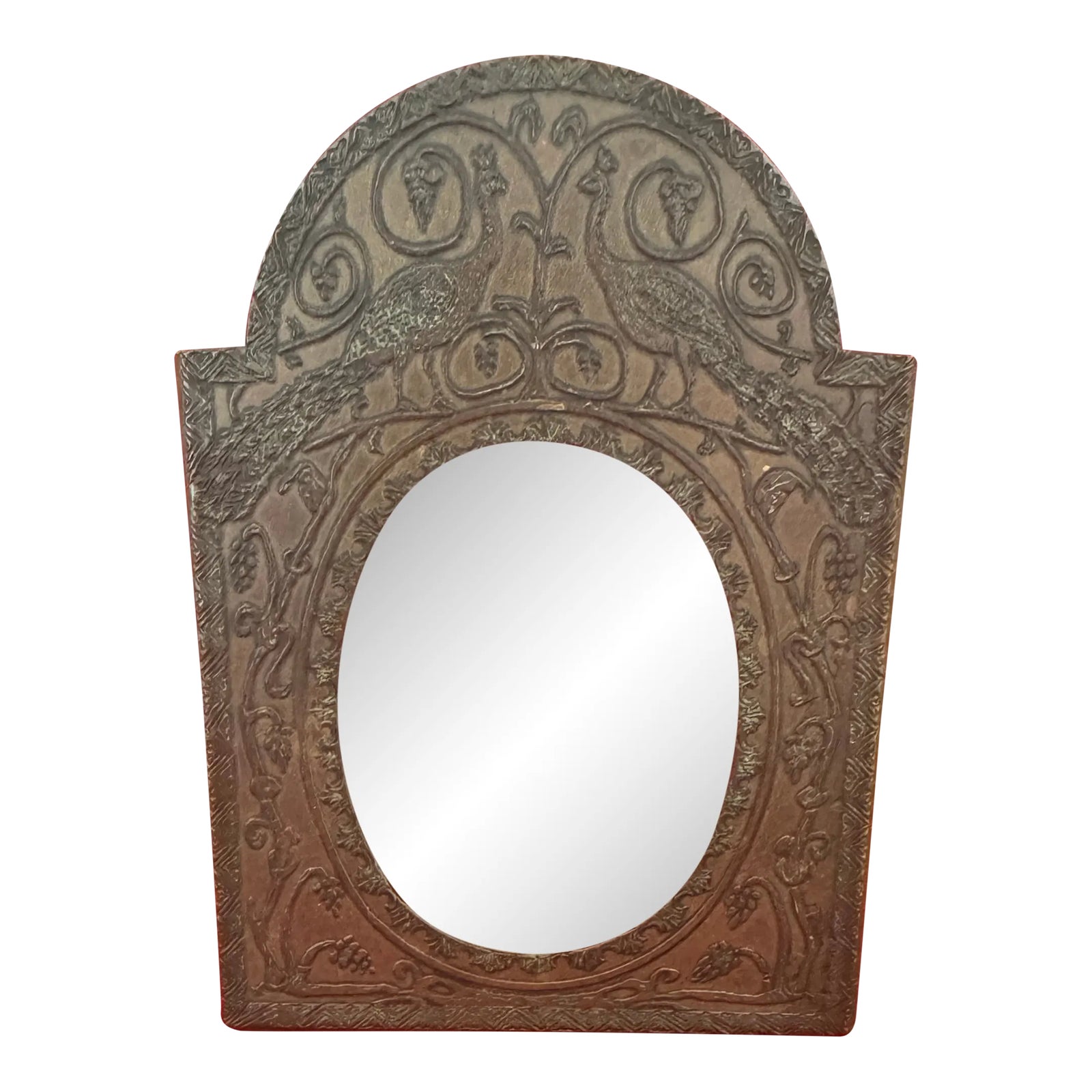 1930s Picture Metal Frame Engraved With Peacocks | Chairish