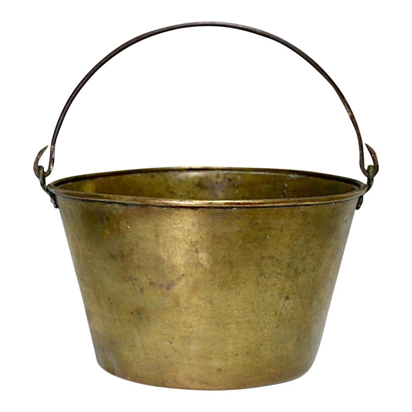 Antique Brass Bucket Or Kettle Signed H W Haydens Patent 1851