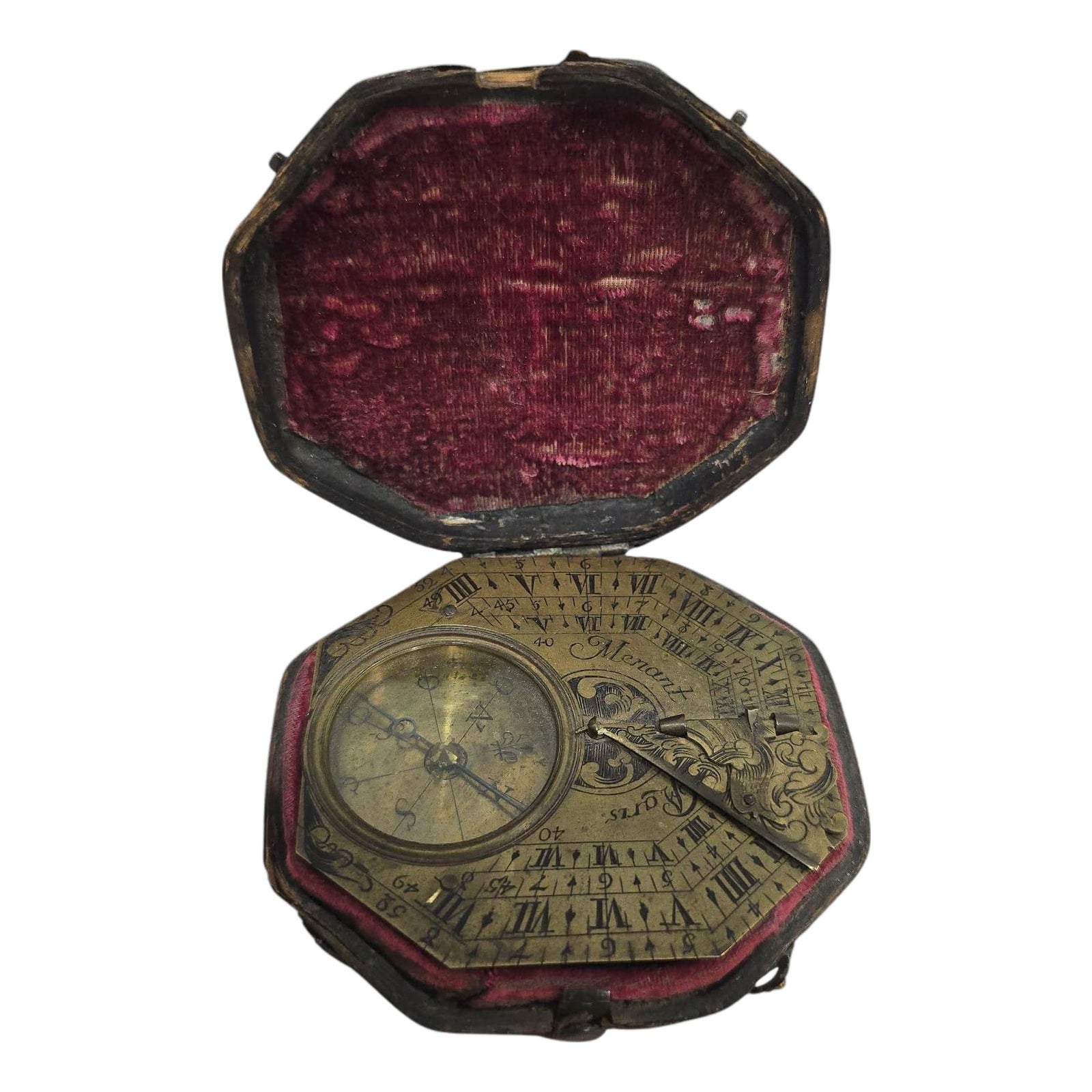 Engraved Brass Portable Sundial, Paris, France, 1750 | Chairish