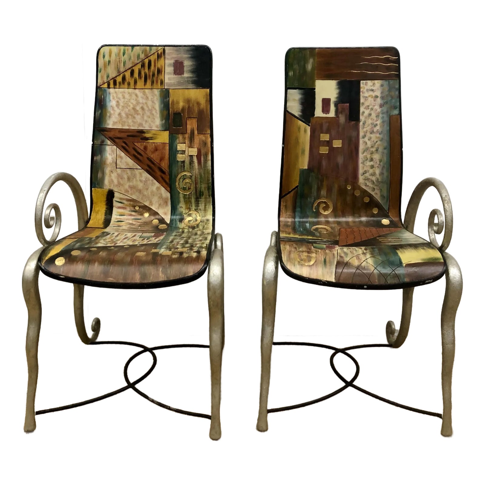 Post Modern Vintage Abstract Chairs - A Pair | Chairish