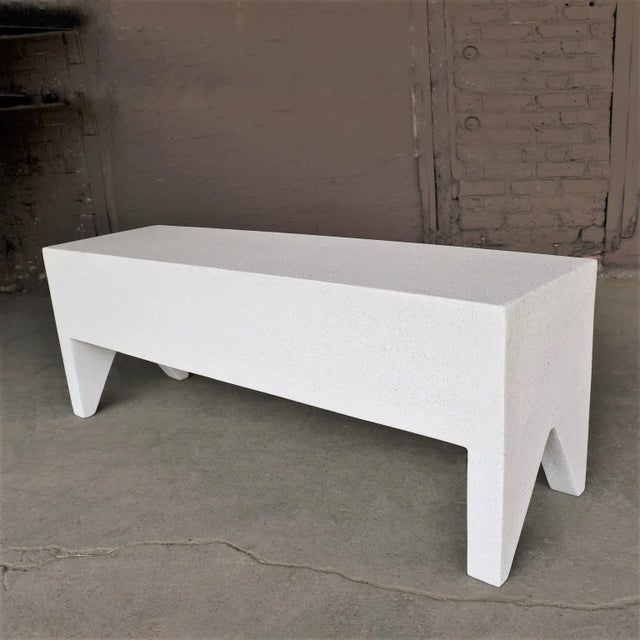 Cast Resin 'Farm' Bench, White Stone Finish by Zachary A. Design | Chairish
