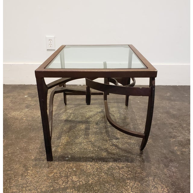 Artisan Crafted Iron and Glass Table Postmodern Brutalist | Chairish