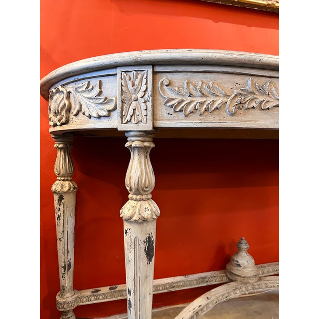 Large Neoclassical Console Table With Antique Grey Finish and Fine Wear ...