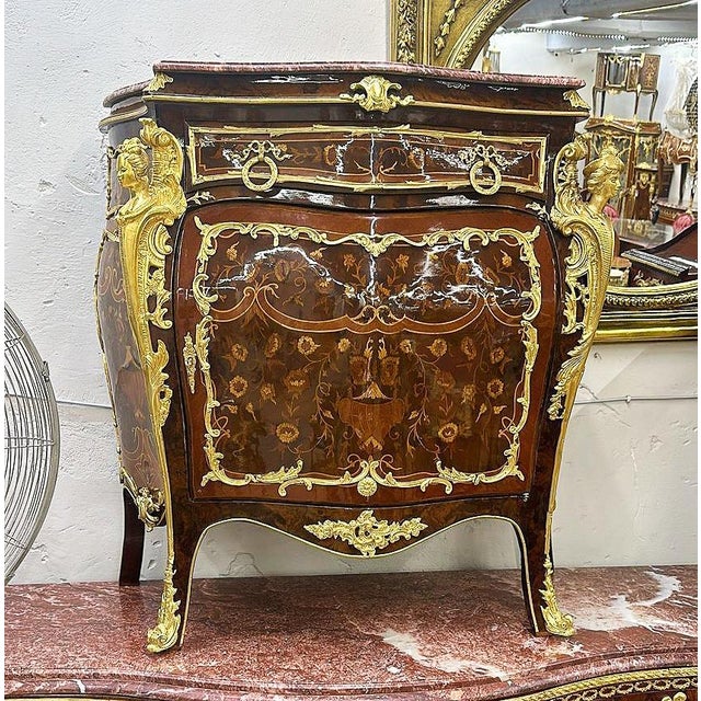 Italian Style Copper Commode Marble Topped | Chairish