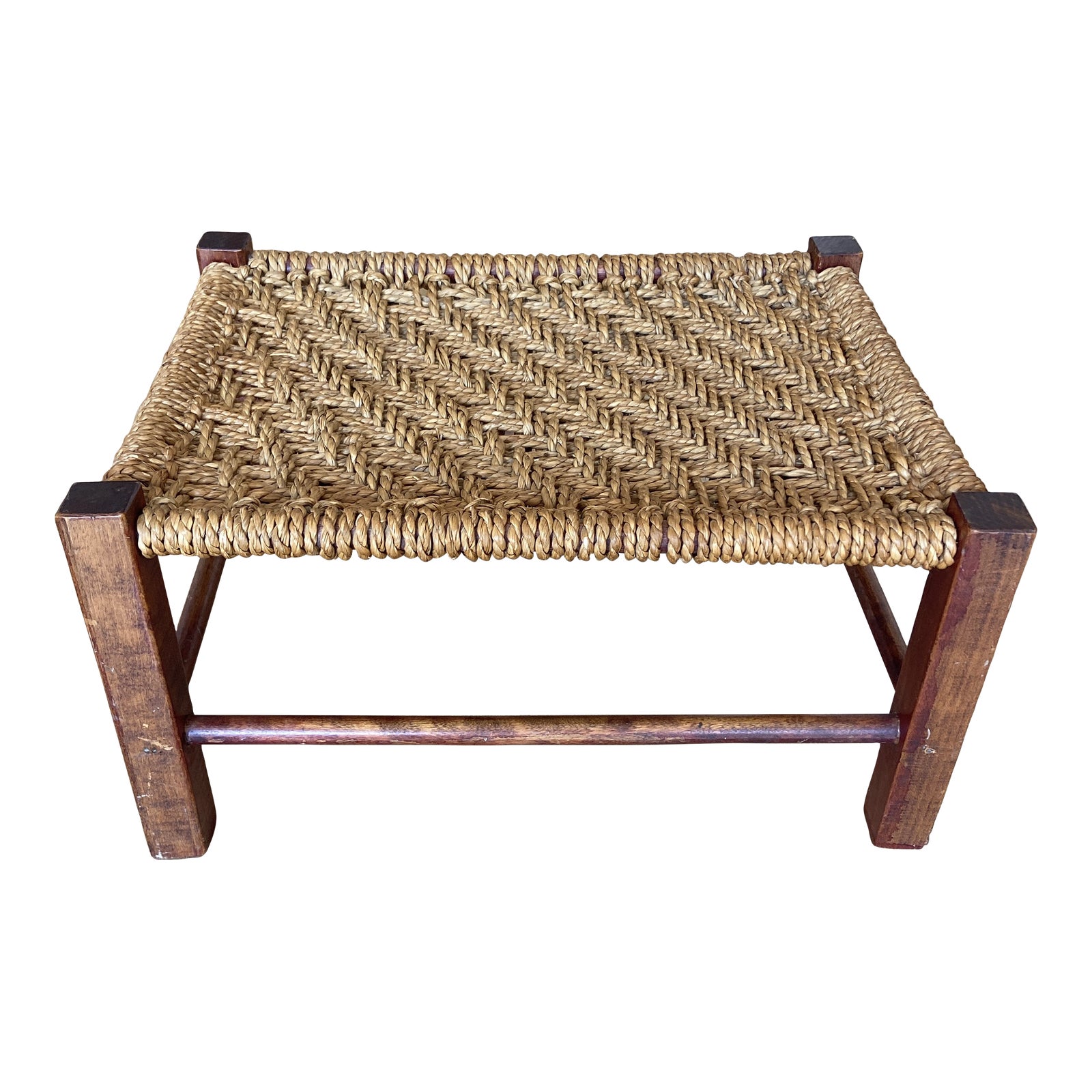 Vintage Danish Woven Seagrass And Wood Stool Chairish
