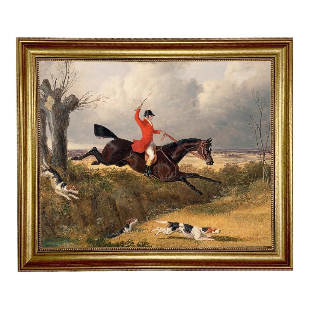 "Clearing the Ditch" Contemporary Fox Hunt Scene Reproduction Print on ...