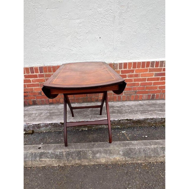 Early 20th Century Antique Regency Style Drop Leaf Leather Top Round ...