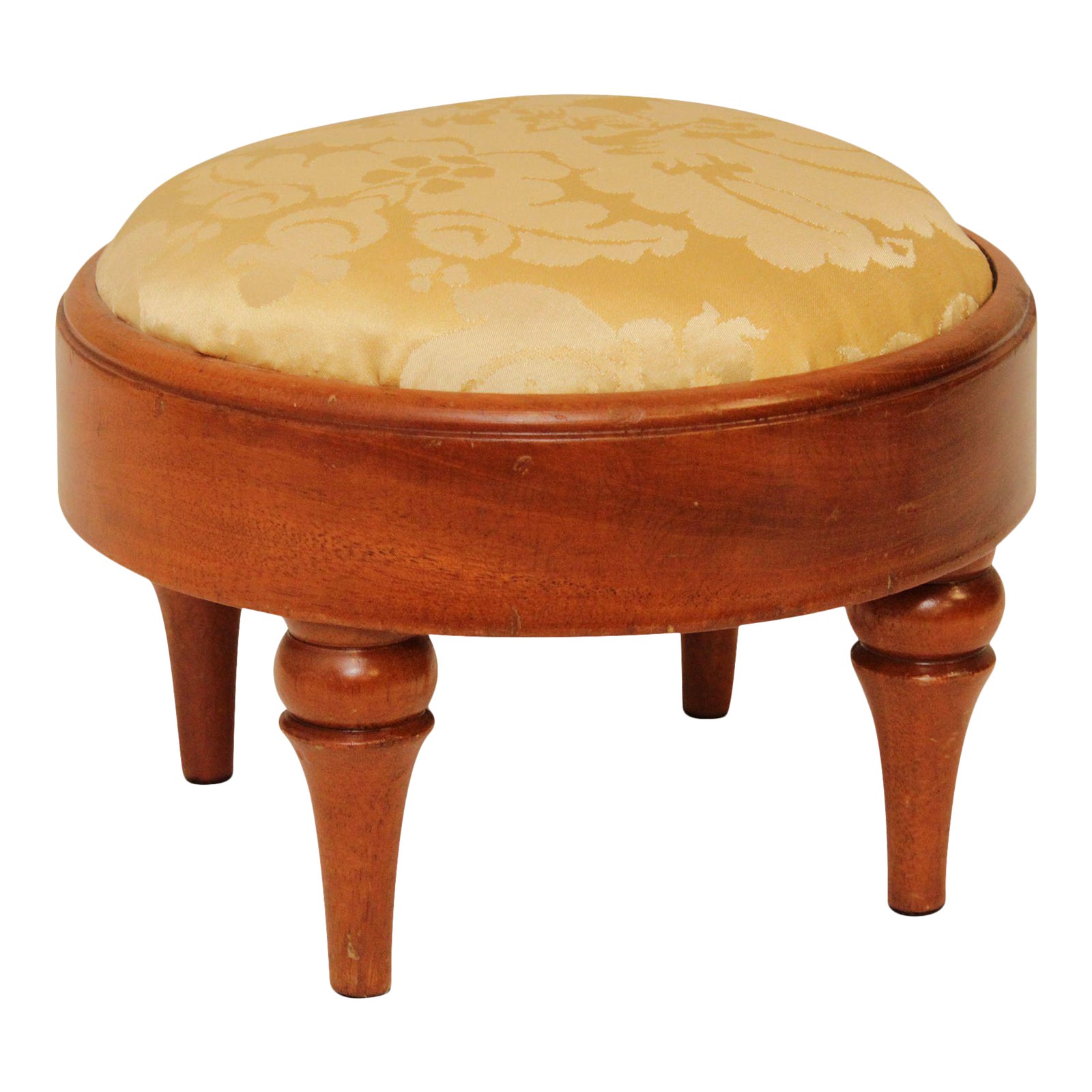 Custom Mahogany Small Round Foot Stool | Chairish