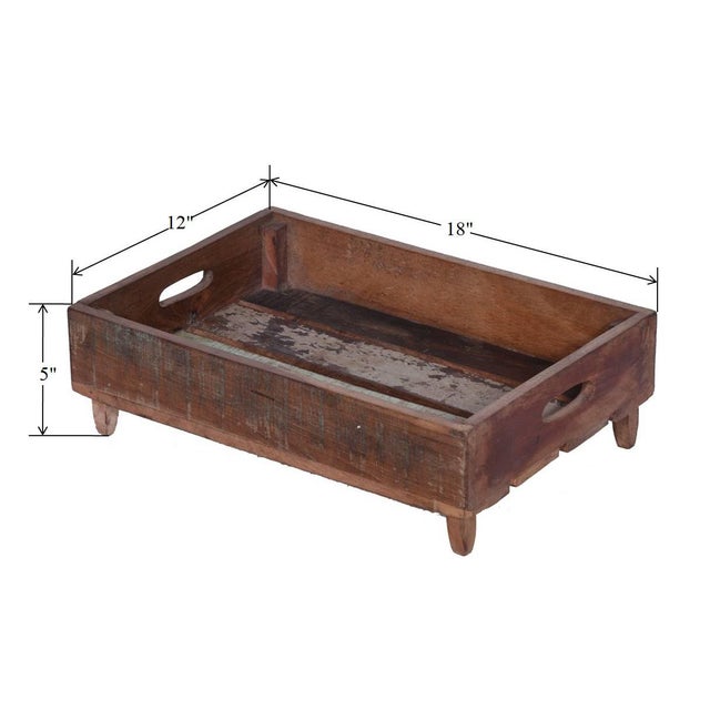 Fortney Rustic Style Wooden Serving Tray | Chairish