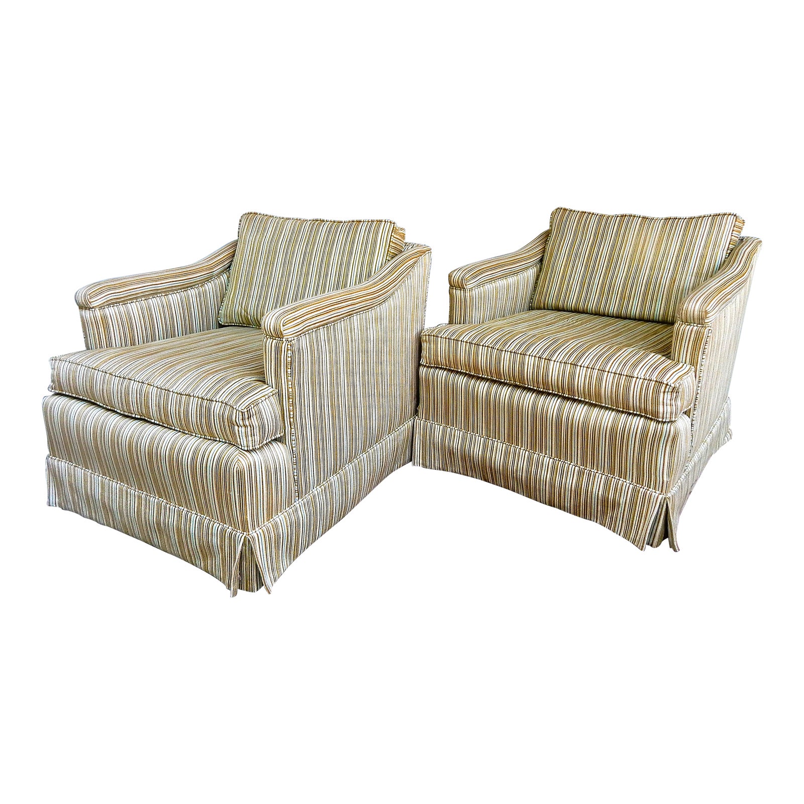 1970's Hickory Tavern Striped Club Chairs - a Pair | Chairish