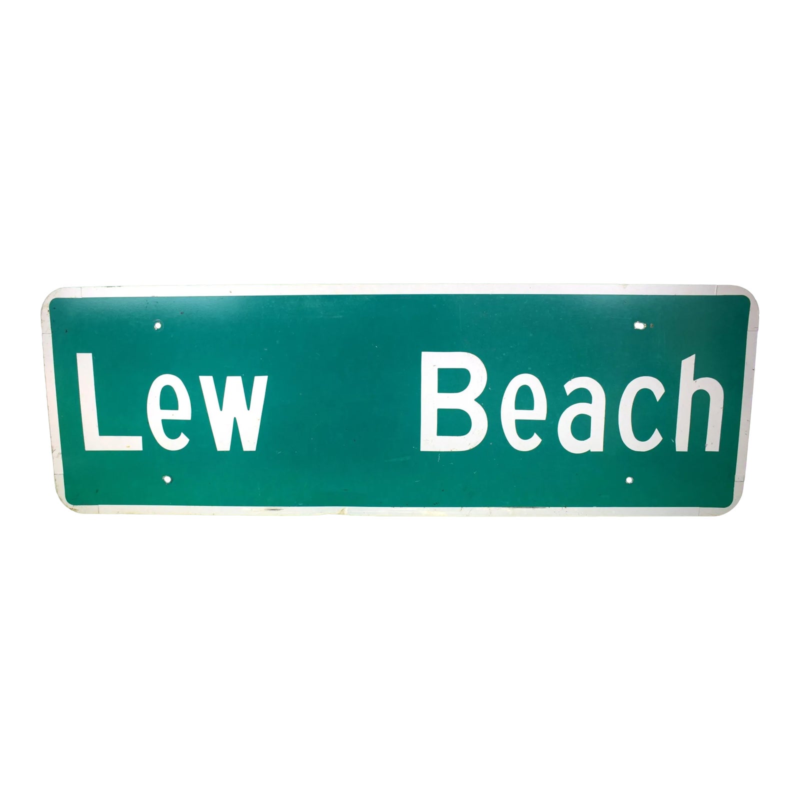 Late 20th Century Lew Beach Metal Street Sign | Chairish