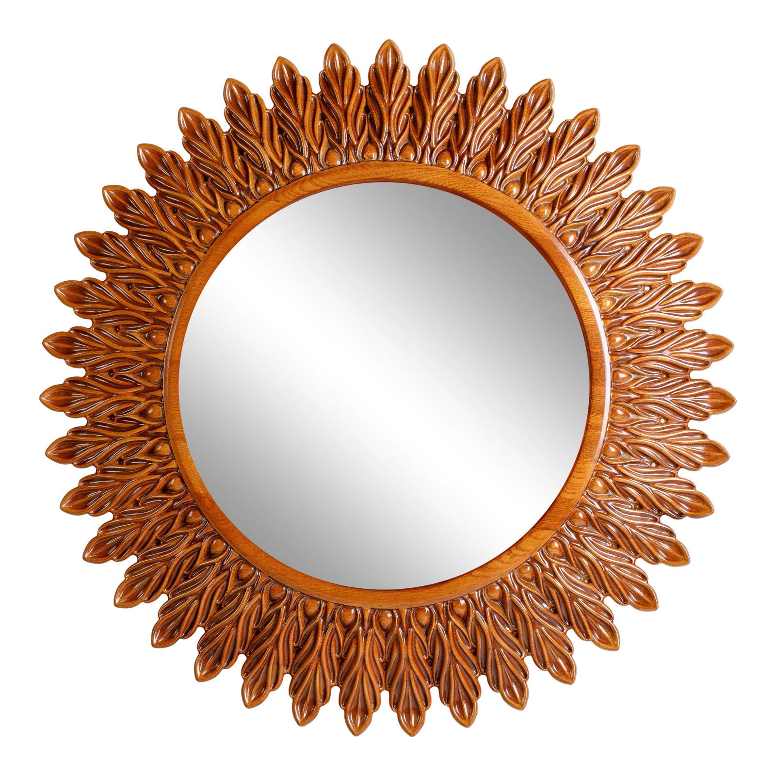 Hand Carved Ash Wood 'Monica' Mirror | Chairish