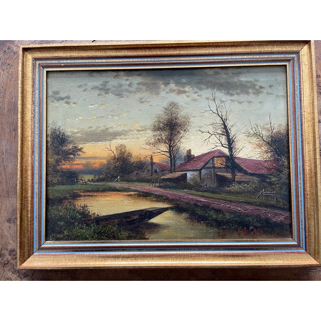 Punts on the River. Pair of Victorian Oil Paintings by Arthur H Cole ...