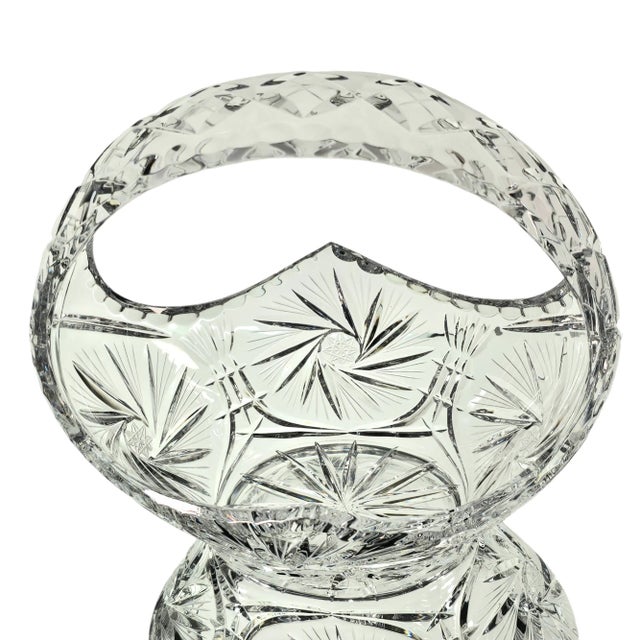 Huge Pinwheel Crystal Hand Cut Glass Easter Basket | Chairish